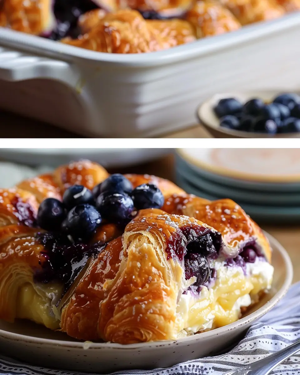 blueberry cream cheese croissant casserole